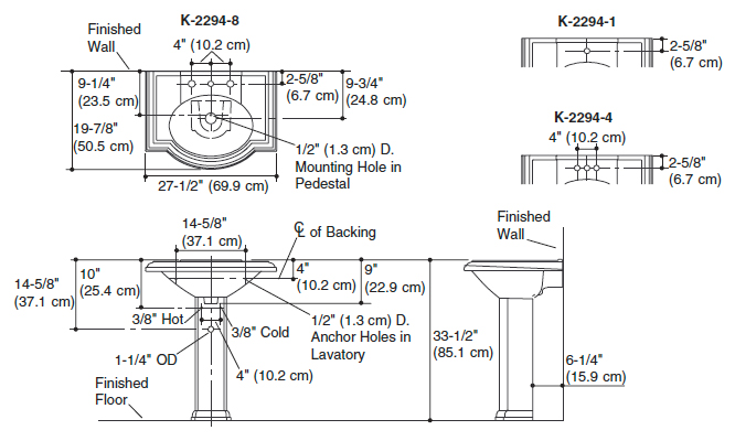 KOHLER/コーラー [K-2294-4-7] ブラック Devonshire ペデスタル - KOHLER製品、輸入シンク、水廻り設備、薪 ...